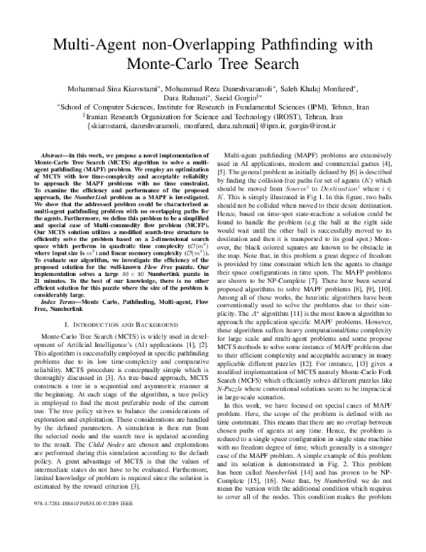 (PDF) Multi-Agent non-Overlapping Pathfinding with Monte-Carlo Tree Search