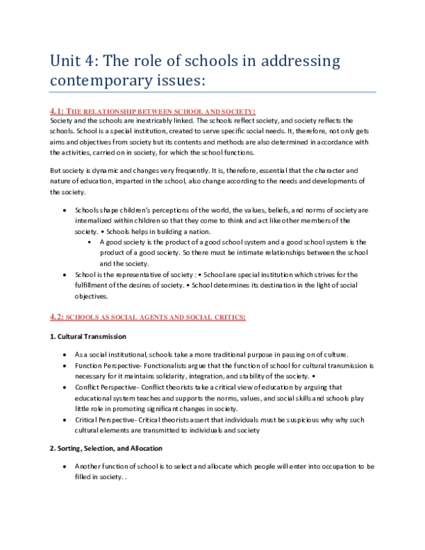 (PDF) The role of schools in addressing contemporary issues