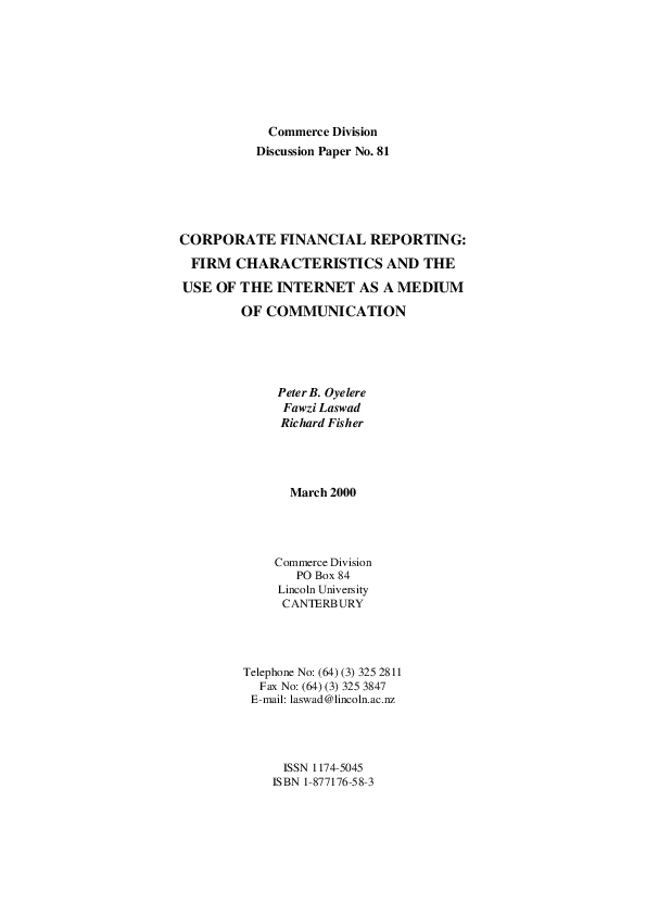 (PDF) Corporate financial reporting: Firm characteristics and the use ...