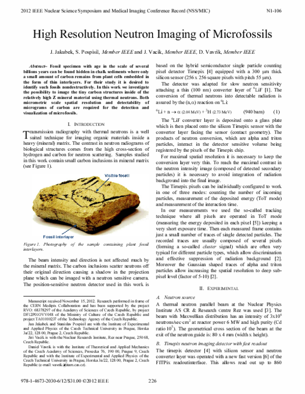 (PDF) High resolution neutron imaging of microfossils