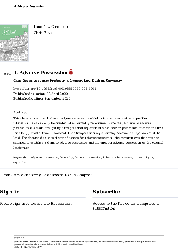 (PDF) 4. Adverse Possession