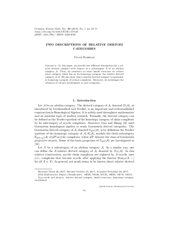 (PDF) Two Descriptions of Relative Derived Categories