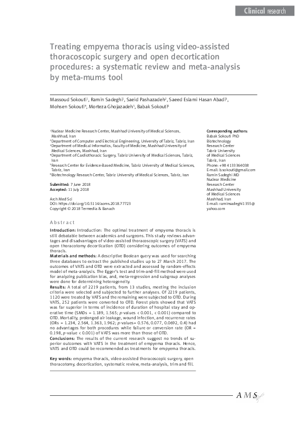 Pdf Surgical Management Of Paediatric Empyema Open Thoracotomy