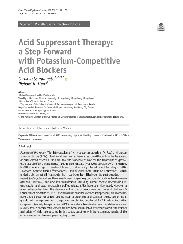 (PDF) Acid Suppressant Therapy: a Step Forward with Potassium ...