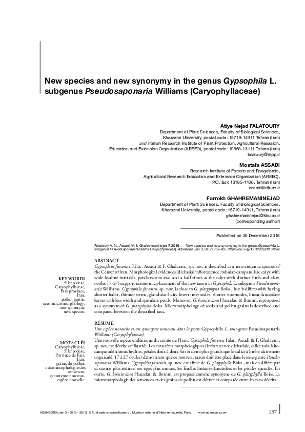 (PDF) New species and new synonymy in the genus Gypsophila L. subgenus ...