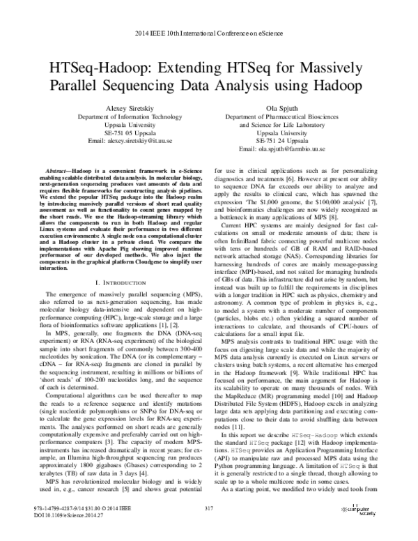 Pdf Htseq Hadoop Extending Htseq For Massively Parallel Sequencing Data Analysis Using Hadoop