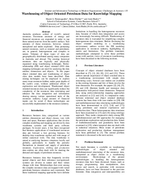 (PDF) Warehousing of object oriented petroleum data for knowledge mapping