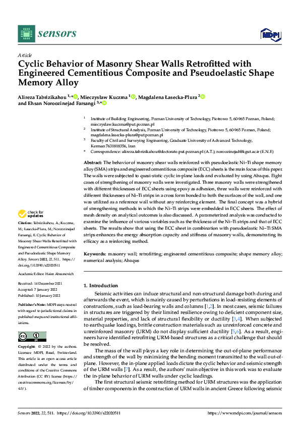 (PDF) Cyclic Behavior of Masonry Shear Walls Retrofitted with Engineered Cementitious Composite ...