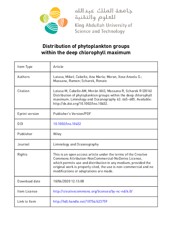 (PDF) Distribution of phytoplankton groups within the deep chlorophyll ...