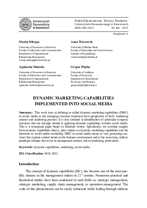 (PDF) Dynamic marketing capabilities implemented into social media