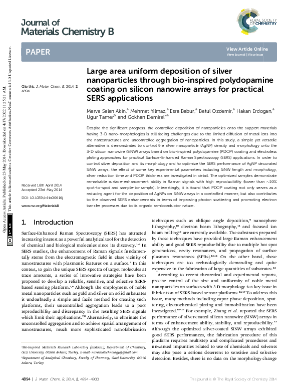 (PDF) Large area uniform deposition of silver nanoparticles through bio ...