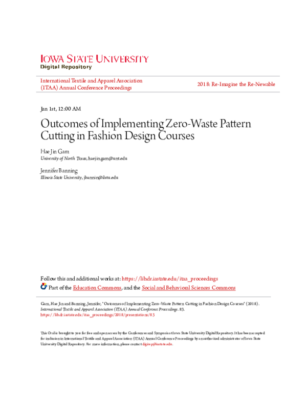 (PDF) Outcomes of Implementing Zero-Waste Pattern Cutting in Fashion ...