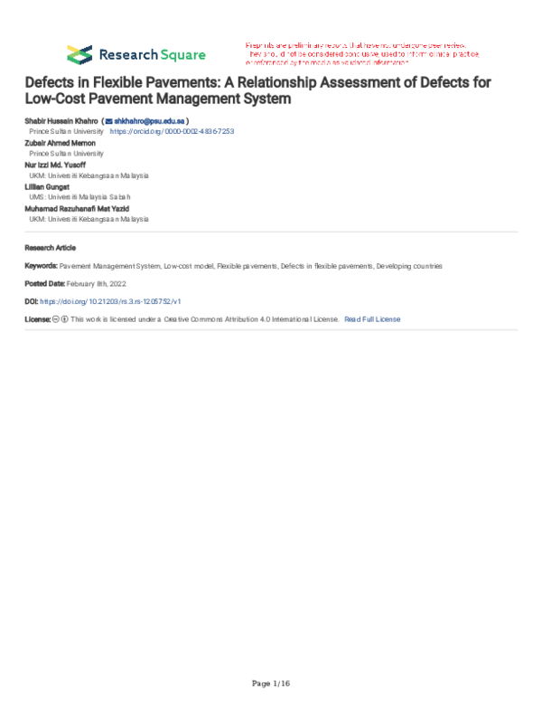 (PDF) Defects in Flexible Pavements: A Relationship Assessment of ...