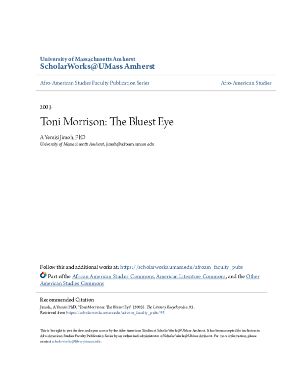 (PDF) Toni Morrison: The Bluest Eye