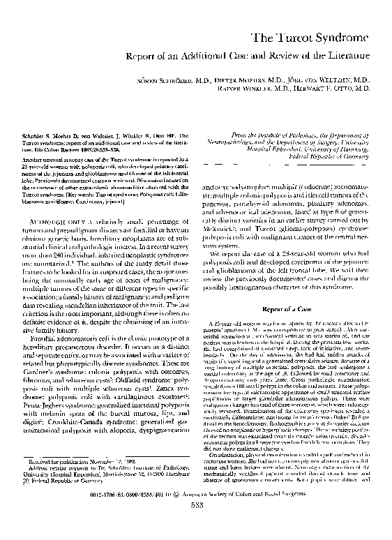 (PDF) The turcot syndrome | Rainer Winkler - Academia.edu
