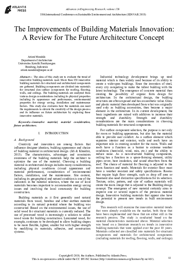 (PDF) The Improvements of Building Materials Innovation: A Review for ...