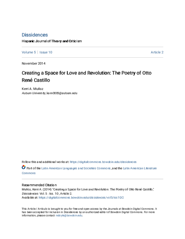 (PDF) Creating a Space for Love and Revolution: The Poetry of Otto René ...