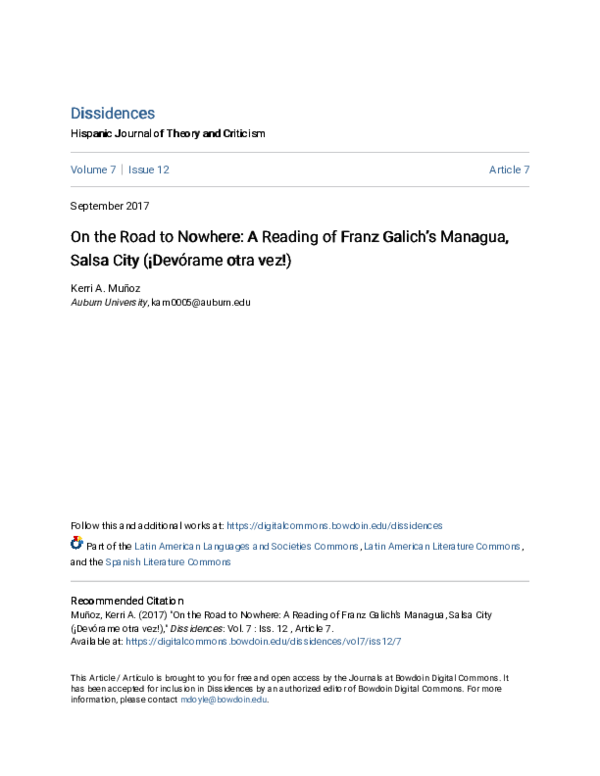 (PDF) On the Road to Nowhere: A Reading of Franz Galich’s Managua ...