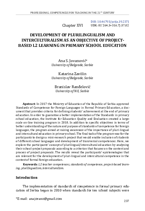 (PDF) Development of Plurilingualism and Interculturalism as an ...