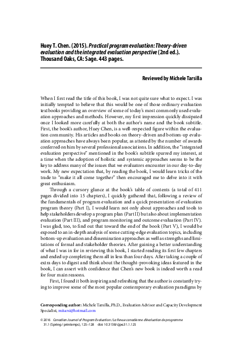 (PDF) Practical program evaluation: Theory-driven evaluation and the integrated evaluation ...