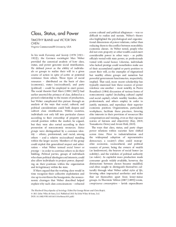 (PDF) Class, Status, and Power