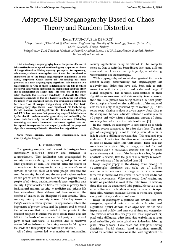(PDF) Adaptive LSB Steganography Based on Chaos Theory and Random ...