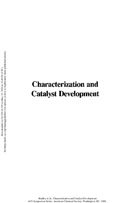 (PDF) Characterization and Catalyst Development