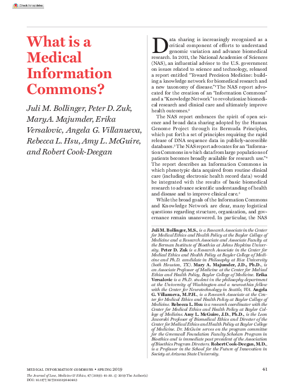 (PDF) What is a Medical Information Commons?