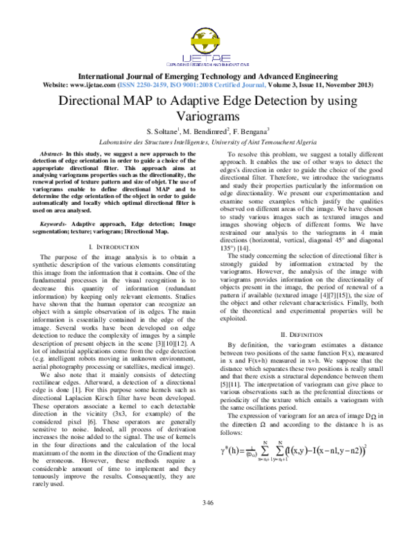 Pdf Directional Map To Adaptive Edge Detection By Using Soltane Soltane