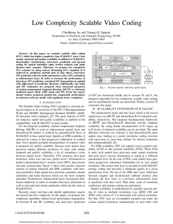 (PDF) Low Complexity Scalable Video Coding