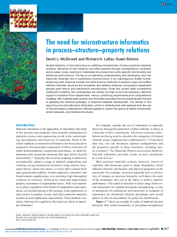 (PDF) The need for microstructure informatics in process–structure ...