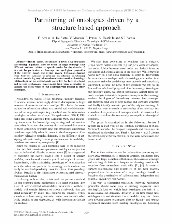 Pdf Partitioning Of Ontologies Driven By A Structure Based Approach