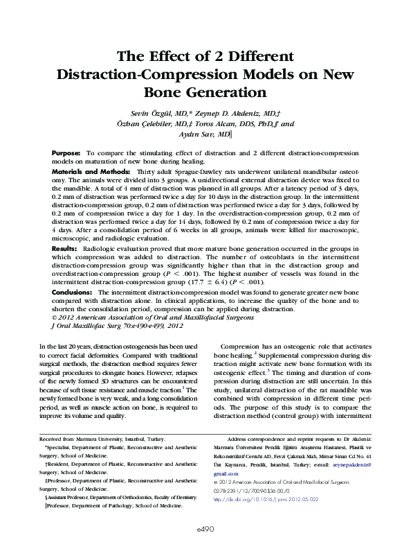 (PDF) The Effect of 2 Different Distraction-Compression Models on New ...