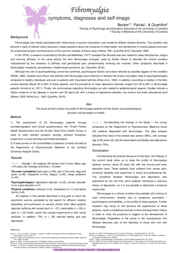 (PDF) Fibromyalgia: symptoms, diagnoses and self-image