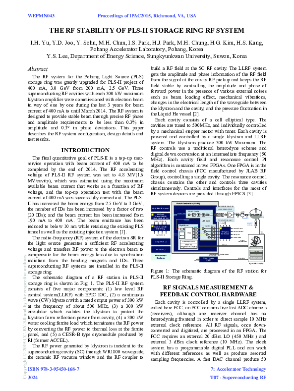 (PDF) The RF Stability of PLS-II Storage Ring RF System