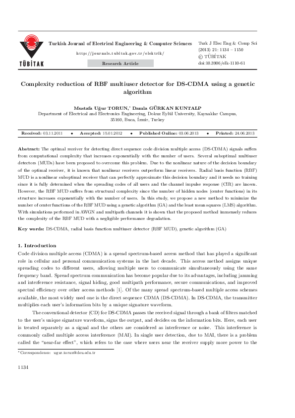Pdf A Low Complexity Mmse Multiuser Detector For Ds Cdma