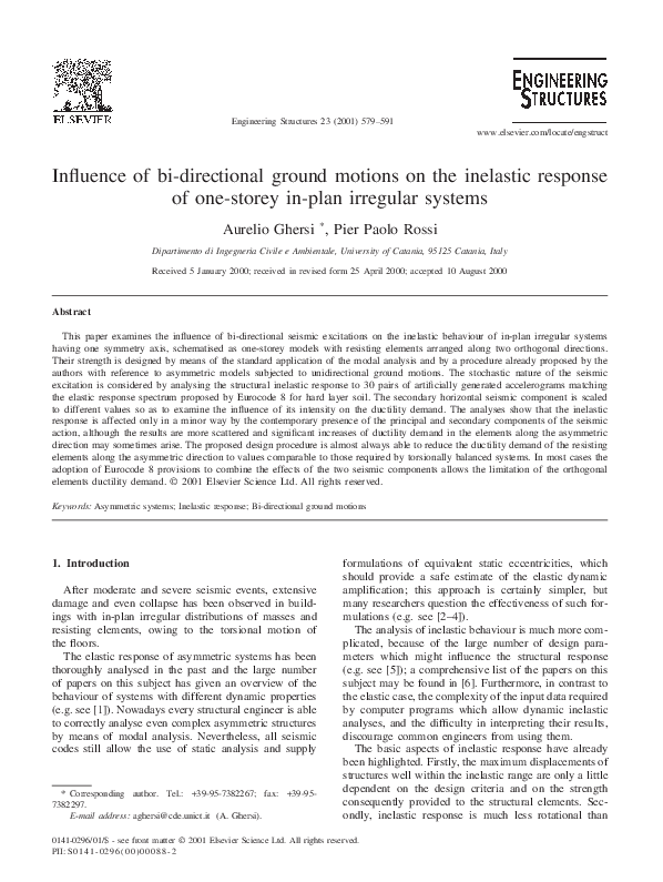 (PDF) Influence of bi-directional ground motions on the inelastic ...