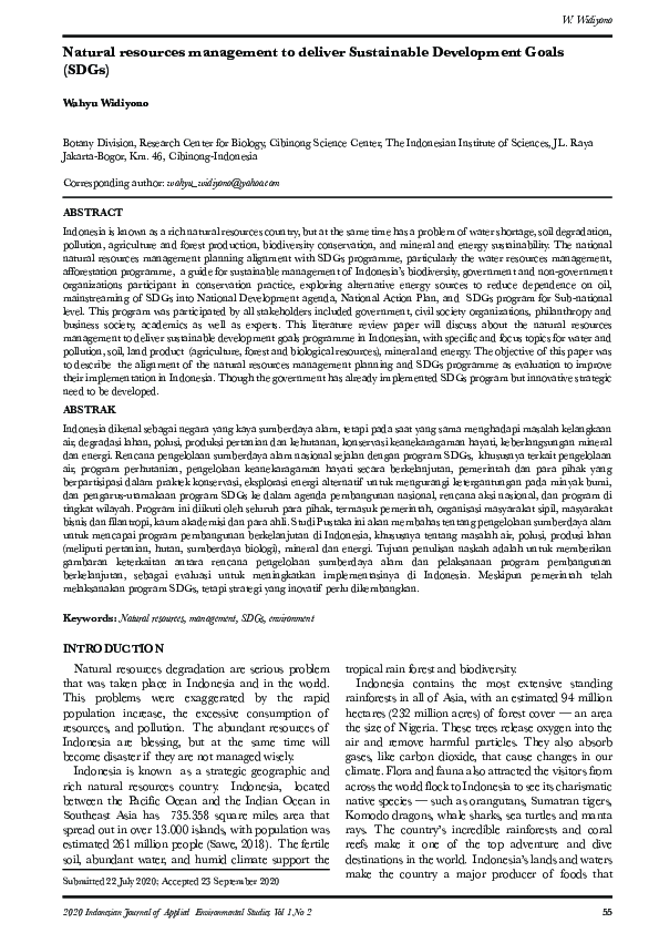 (PDF) Natural resources management to deliver Sustainable Development ...