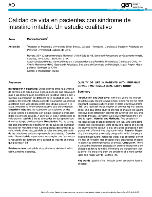 (PDF) Calidad de vida en pacientes con sindrome de intestino irritable ...