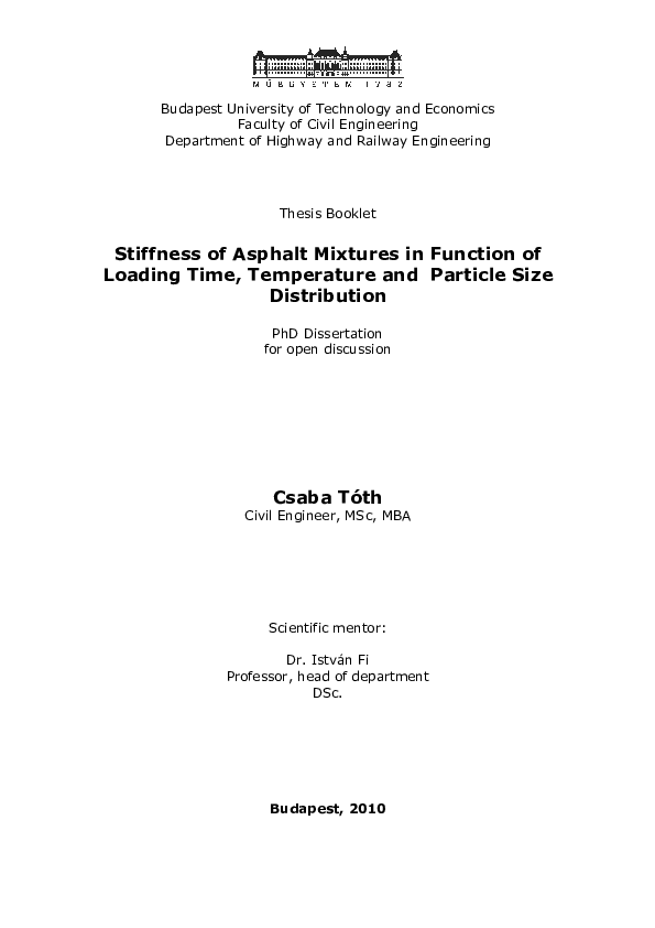 (PDF) Stiffness of Asphalt Mixtures in Function of Loading Time ...