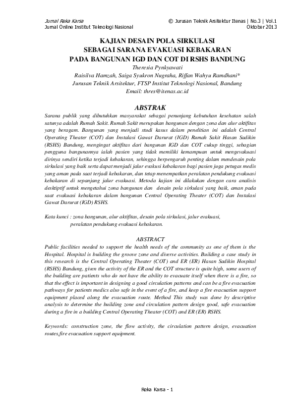 (PDF) Kajian Desain Pola Sirkulasi Sebagai Sarana Evakuasi Kebakaran ...