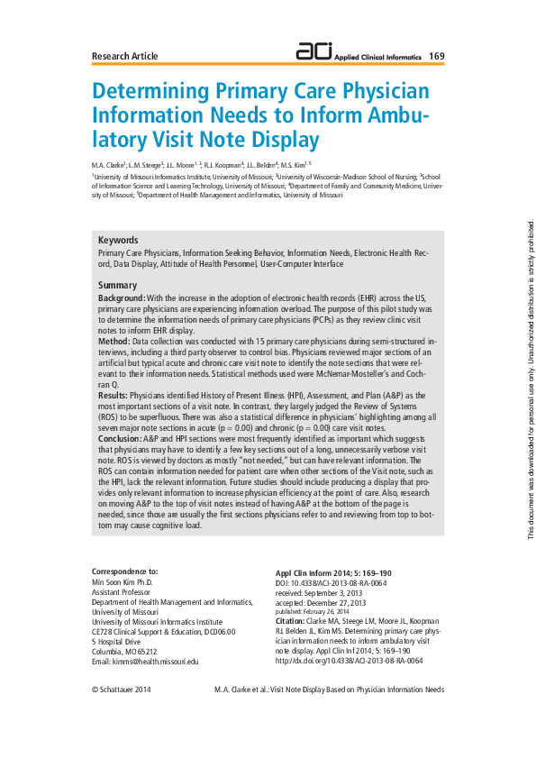 (PDF) Determining primary care physician information needs to inform ...