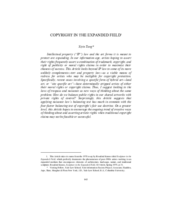 (PDF) Copyright in the Expanded Field