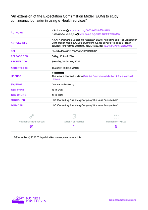 (PDF) An extension of the Expectation Confirmation Model (ECM) to study continuance behavior in ...