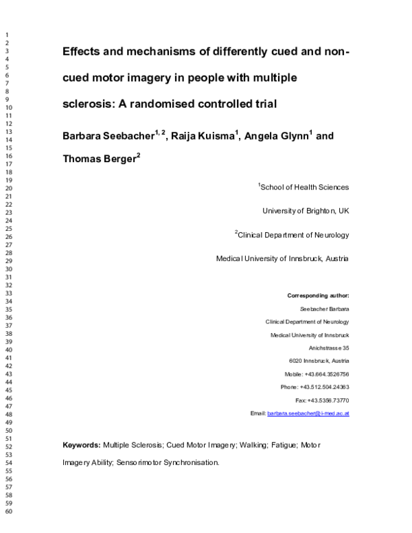 (PDF) Effects and mechanisms of differently cued and non-cued motor ...