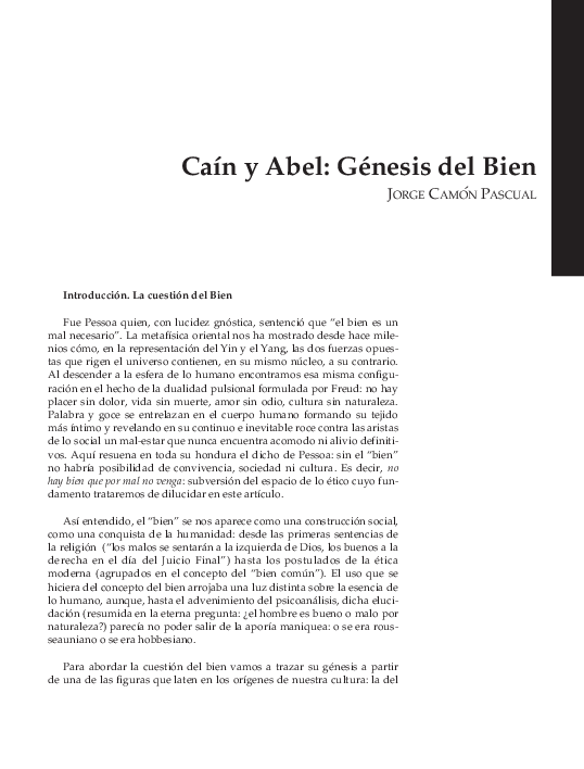 (PDF) Caín y Abel: génesis del Bien