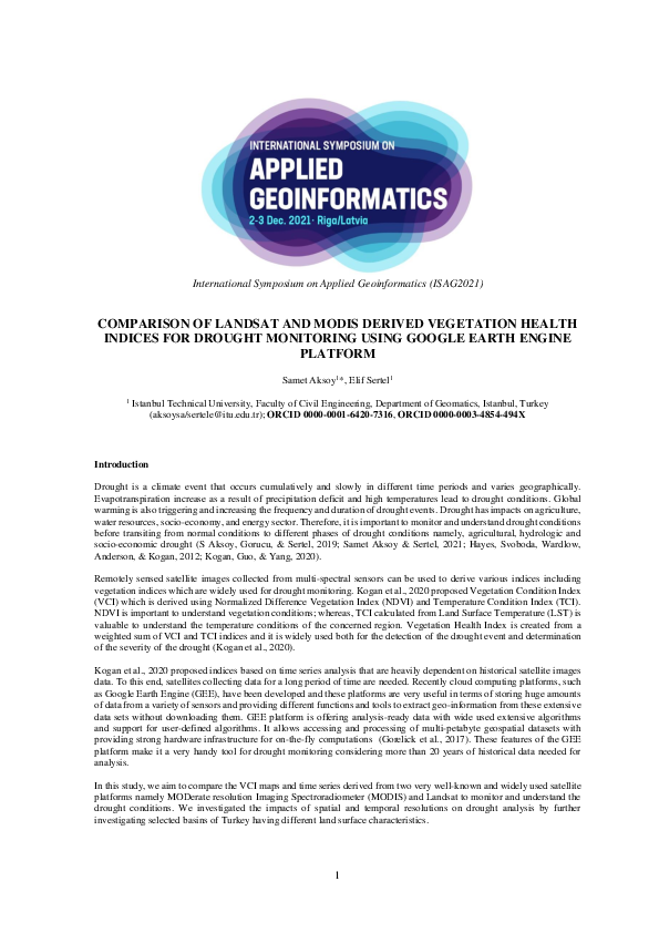 Pdf Comparison Of Landsat And Modis Derived Vegetation Health Indices For Drought Monitoring