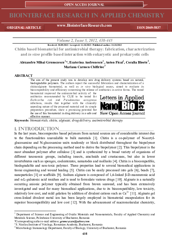 (PDF) Chitin based biomaterial for antimicrobial therapy: fabrication ...