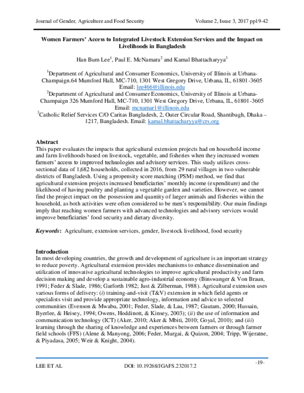 (PDF) Women Farmers’ Access to Integrated Livestock Extension Services ...