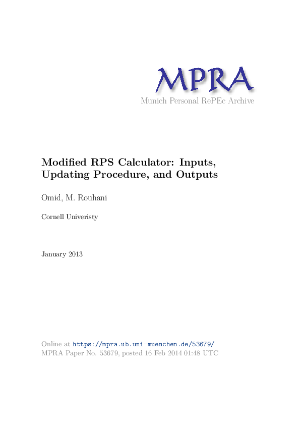 (PDF) Modified RPS Calculator: Inputs, Updating Procedure, and Outputs